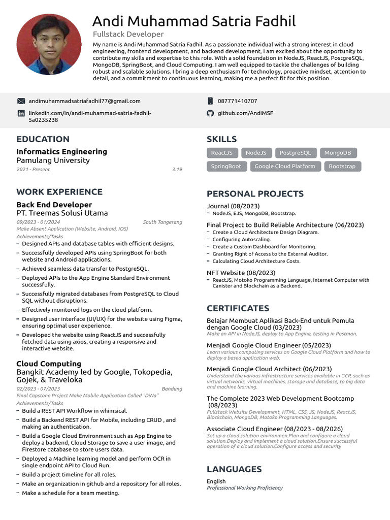 Andi's Resume-2 | PDF | Cloud Computing | Web Development
