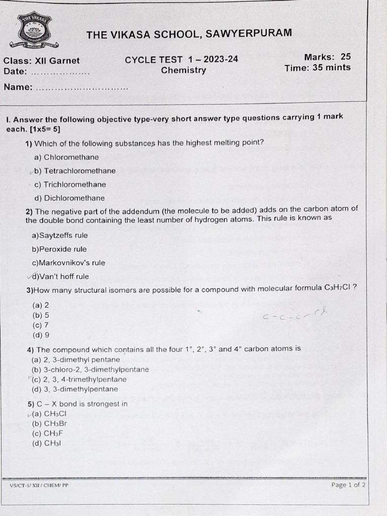 Grade 12 Chemistry Exam Papers. | PDF