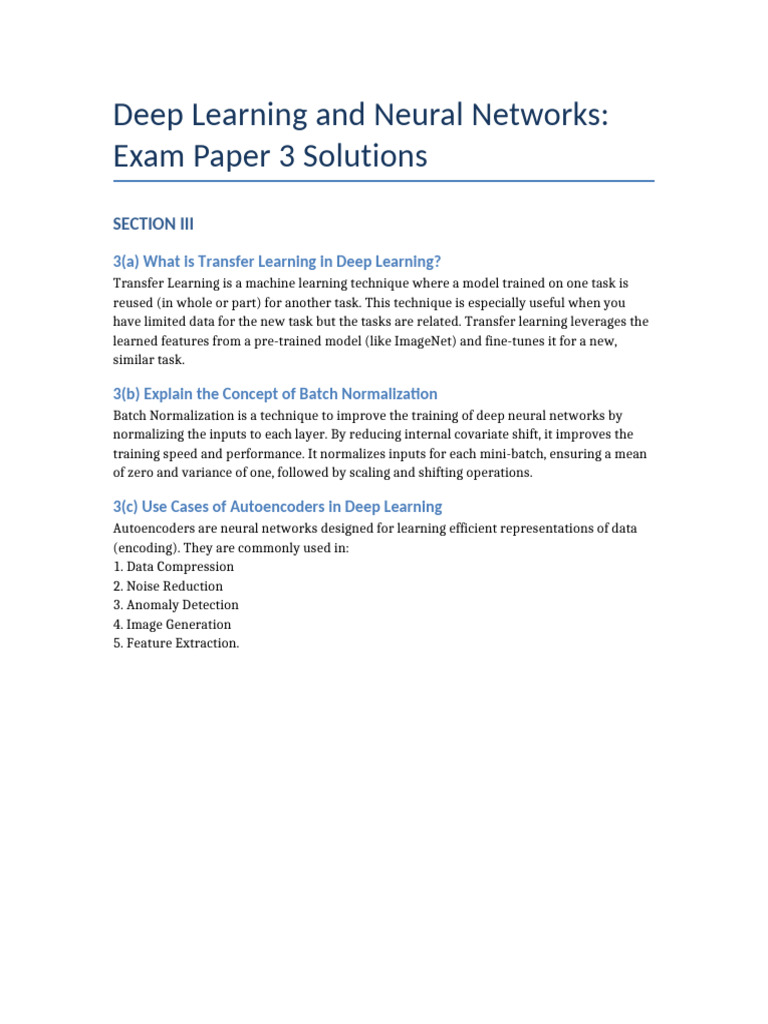 Deep Learning Paper 3 Solutions | PDF Deep Learning Paper 3 Solutions | PDF