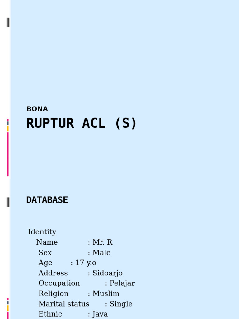 Ruptur Acl | PDF | Anatomical Terms Of Motion | Musculoskeletal System