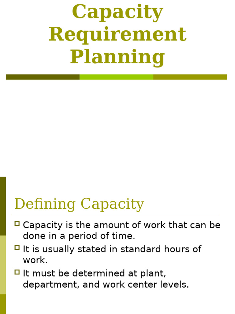 Capacity Requirement Planning | PDF | Economies