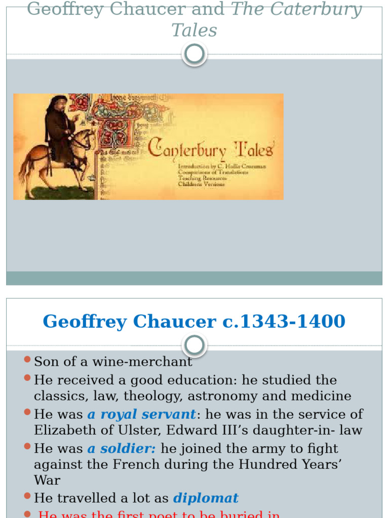 Chaucer and The Canterbury Tales | PDF | The Canterbury Tales