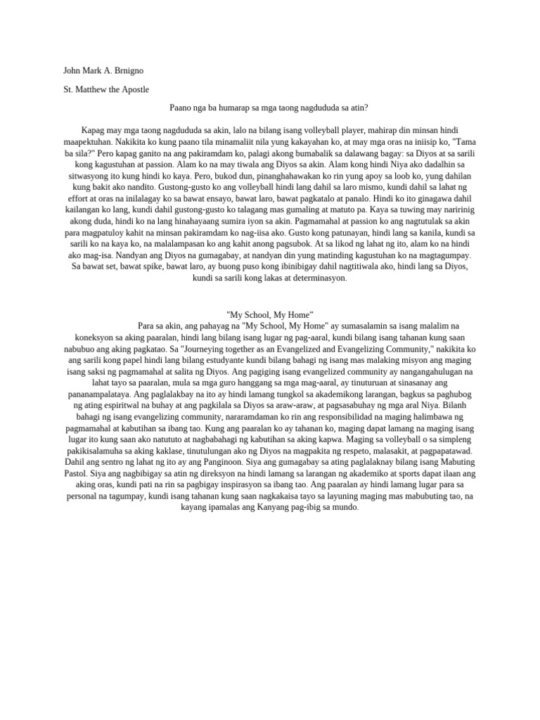 Paano Nga Ba Humarap Sa Mga Taong Nagdududa Sa Atin | PDF