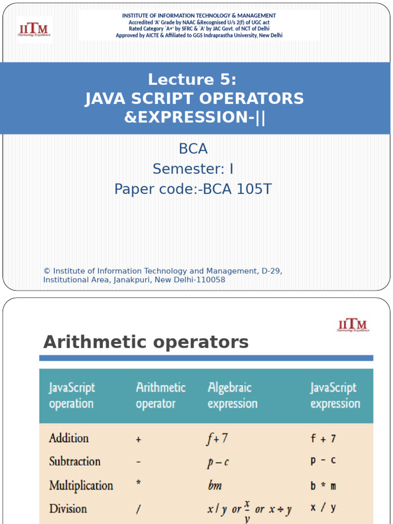 Lecture 5 Operators | PDF Lecture 5 Operators | PDF