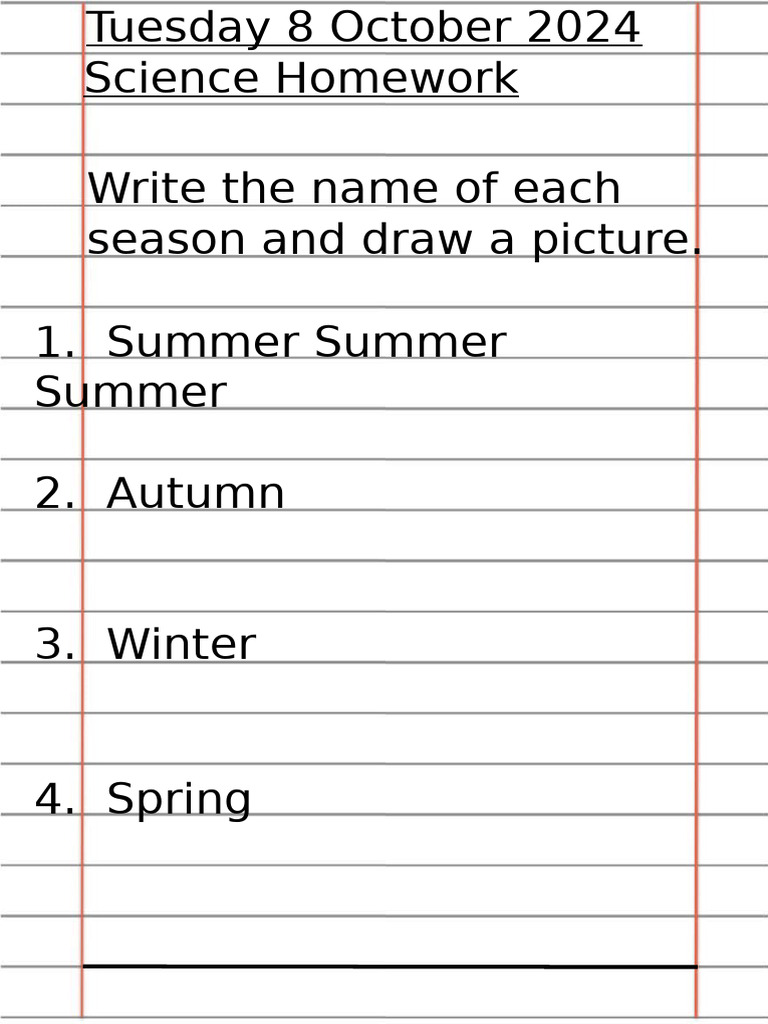 Science Homework 8 October 2024 | PDF | Science & Mathematics