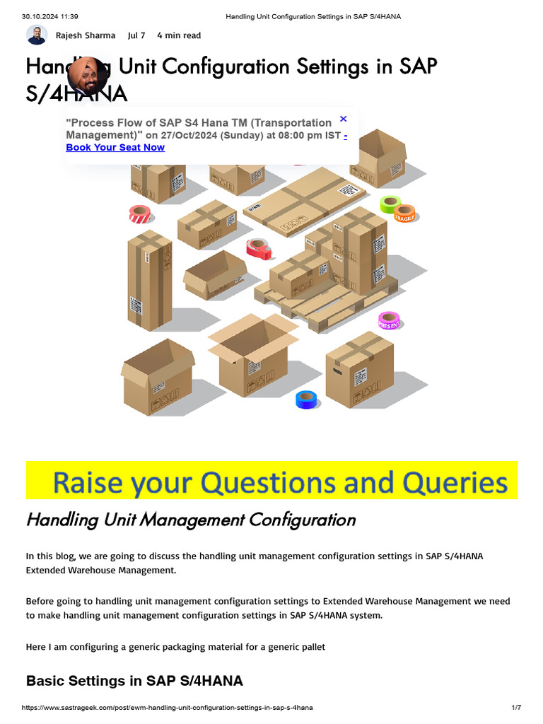 SAP S/4HANA Handling Unit Setup Guide | PDF | Packaging And Labeling ...