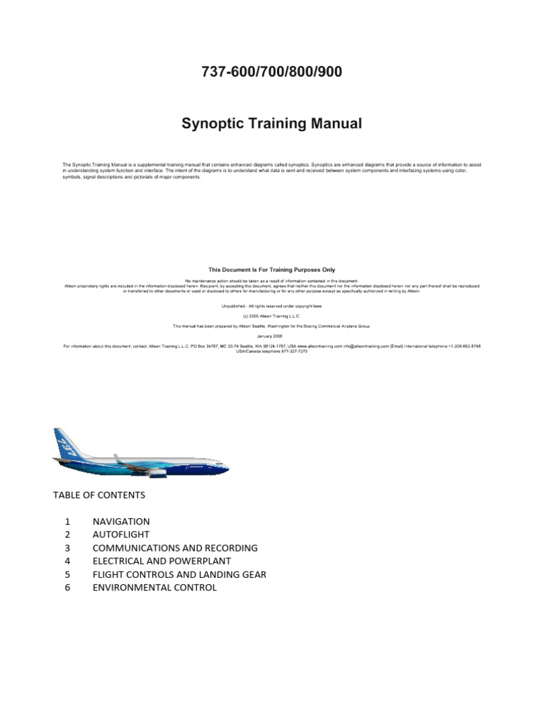 B737-600/700/800/900 NG-Synoptic Training Manual | PDF | Aviation