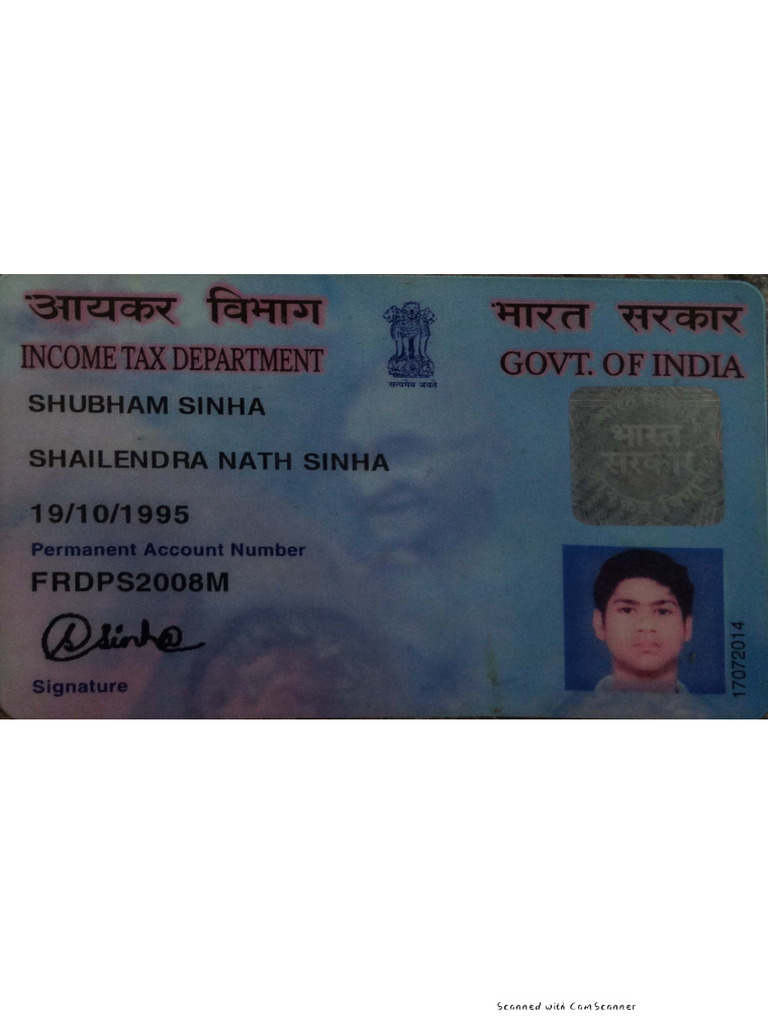 Shubham Sinha Pan Card | PDF
