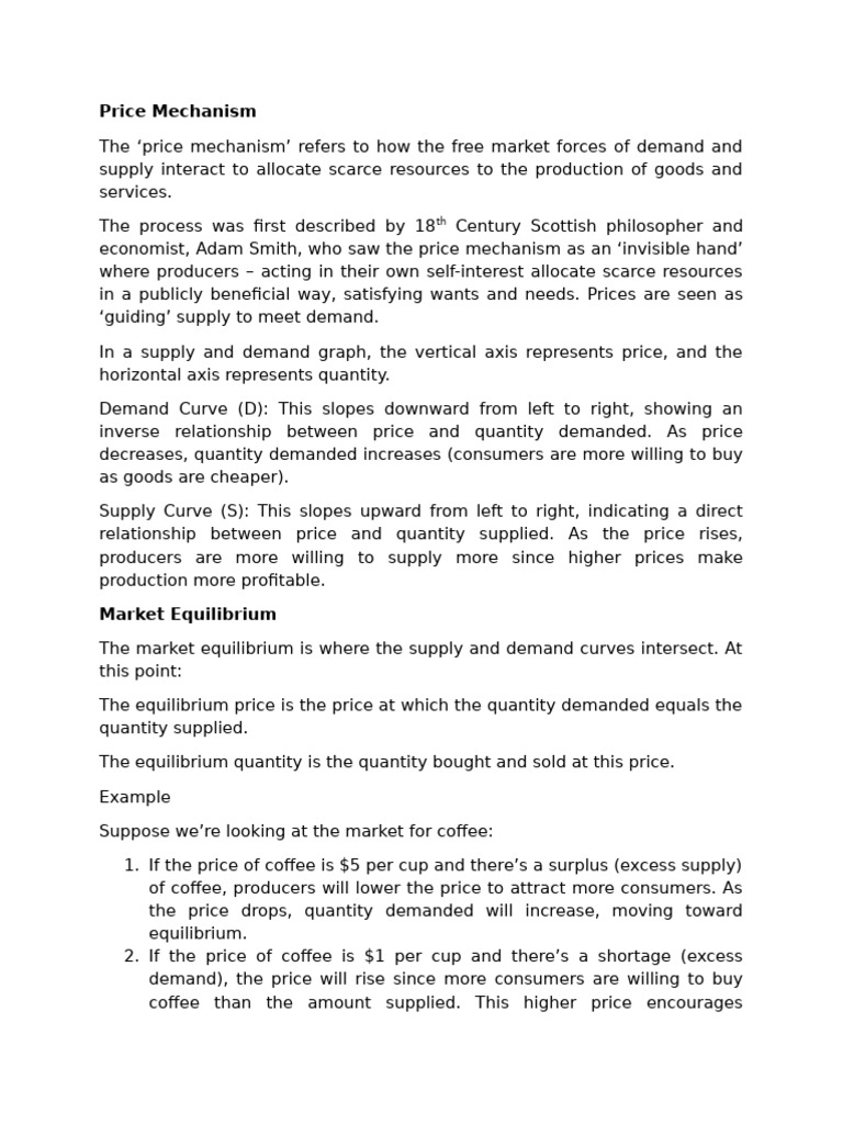 price mechanism | PDF | Economic Equilibrium | Supply (Economics)