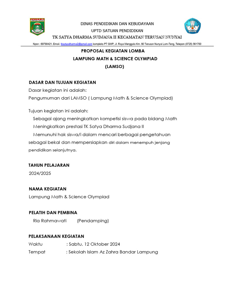 Proposal Lomba Math & Science 2024 | PDF