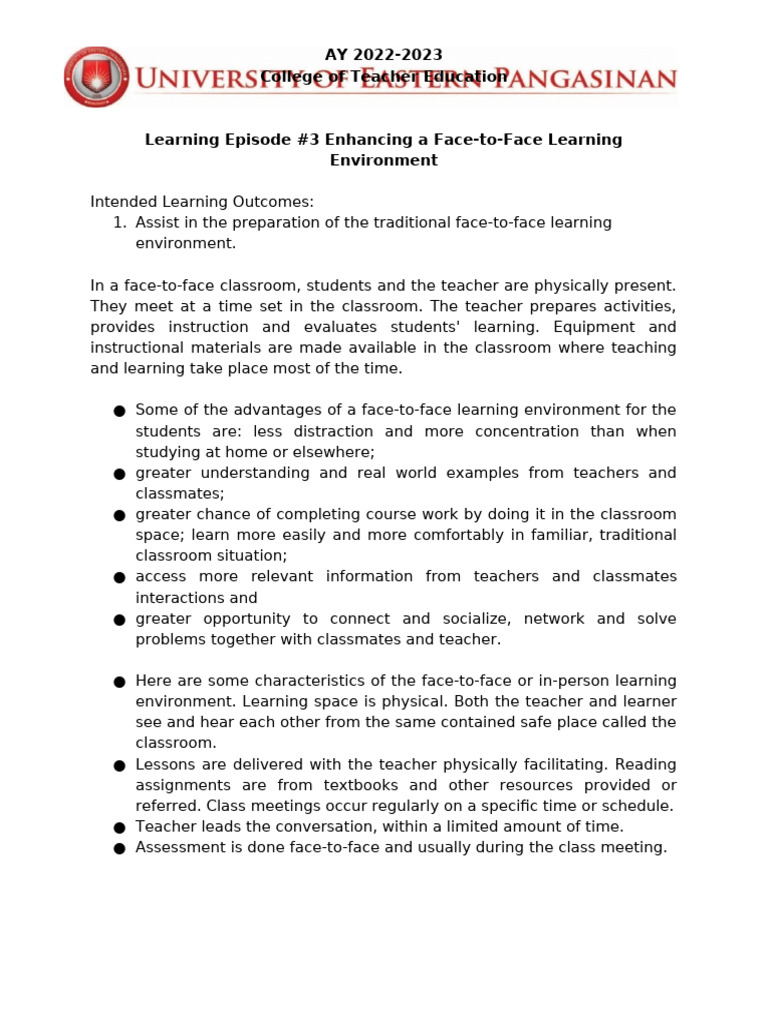 FS2 Learning Episode 3 | PDF | Learning | Classroom