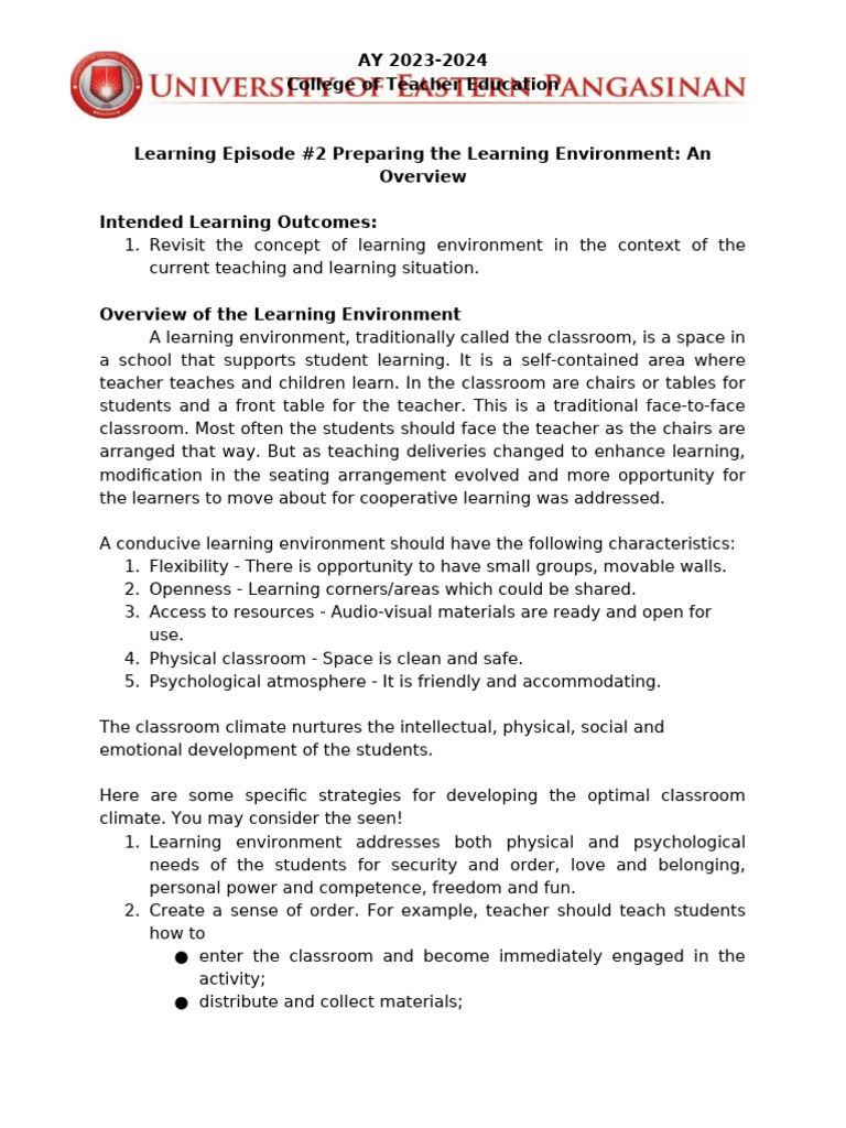 FS2 Learning Episode 2 | PDF | Learning | Classroom