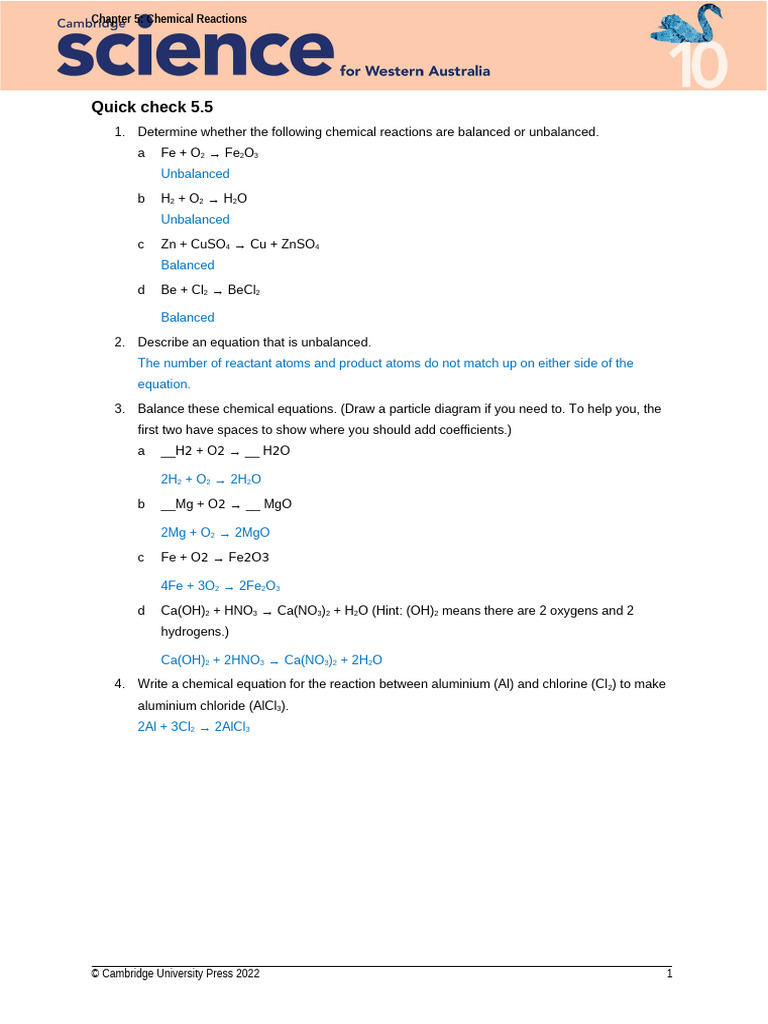 Quick Check 5 5 With Answers | PDF | Science & Mathematics