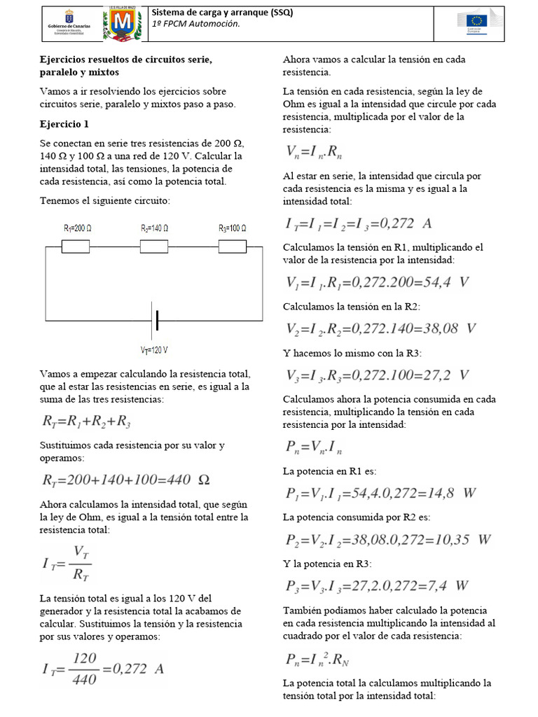 Ejercicios Resueltos de Circuitos | PDF | Resistencia Eléctrica y Conductancia | Corriente eléctrica