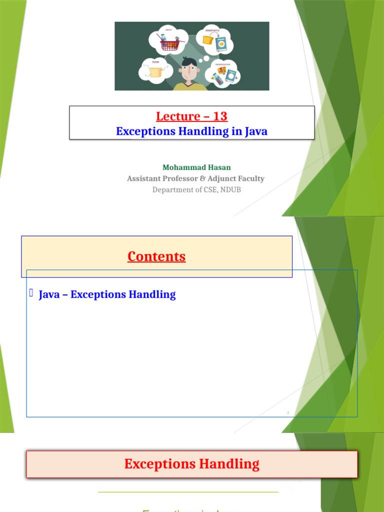 Lecture 13 Exception Handling Pdf Java Programming Language Computing
