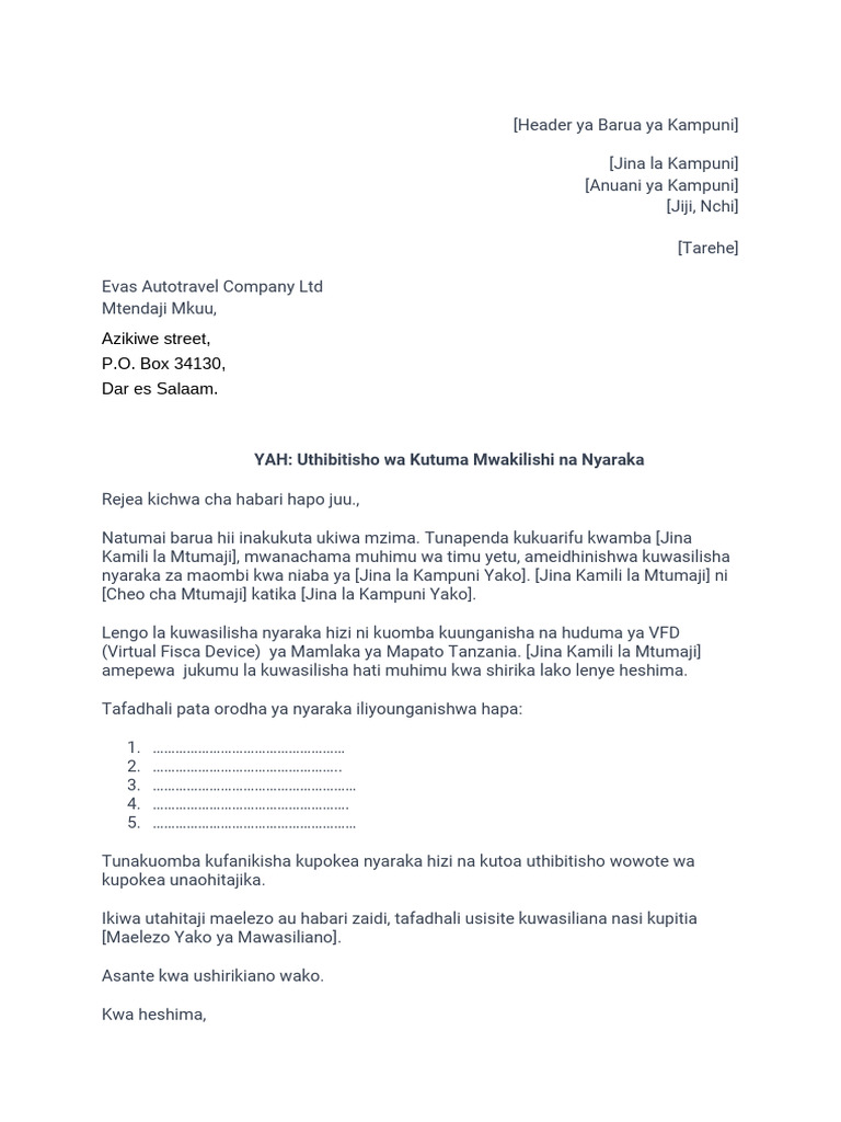 Introduction Letter-Swahili | PDF