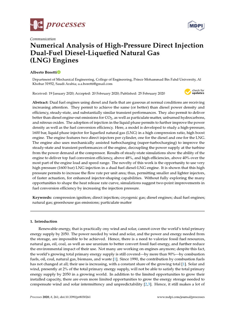 Processes 08 00261 v2 | PDF | Diesel Engine | Engines