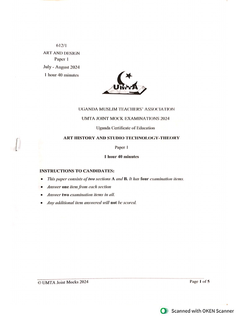 Umta Uce Art P1 2024 1 | PDF