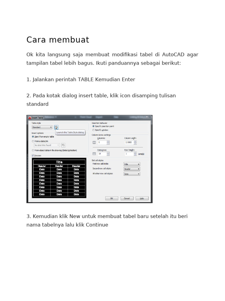 Modifikasi dan Buat Tabel di AutoCAD | PDF