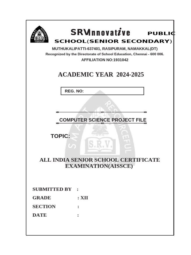 Computer Science_Project(Front_Page) | PDF