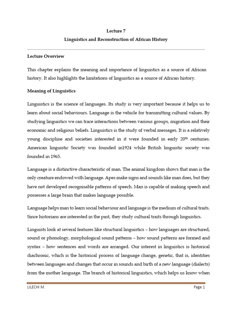 Lecture 7 | PDF | Linguistics | Human Communication