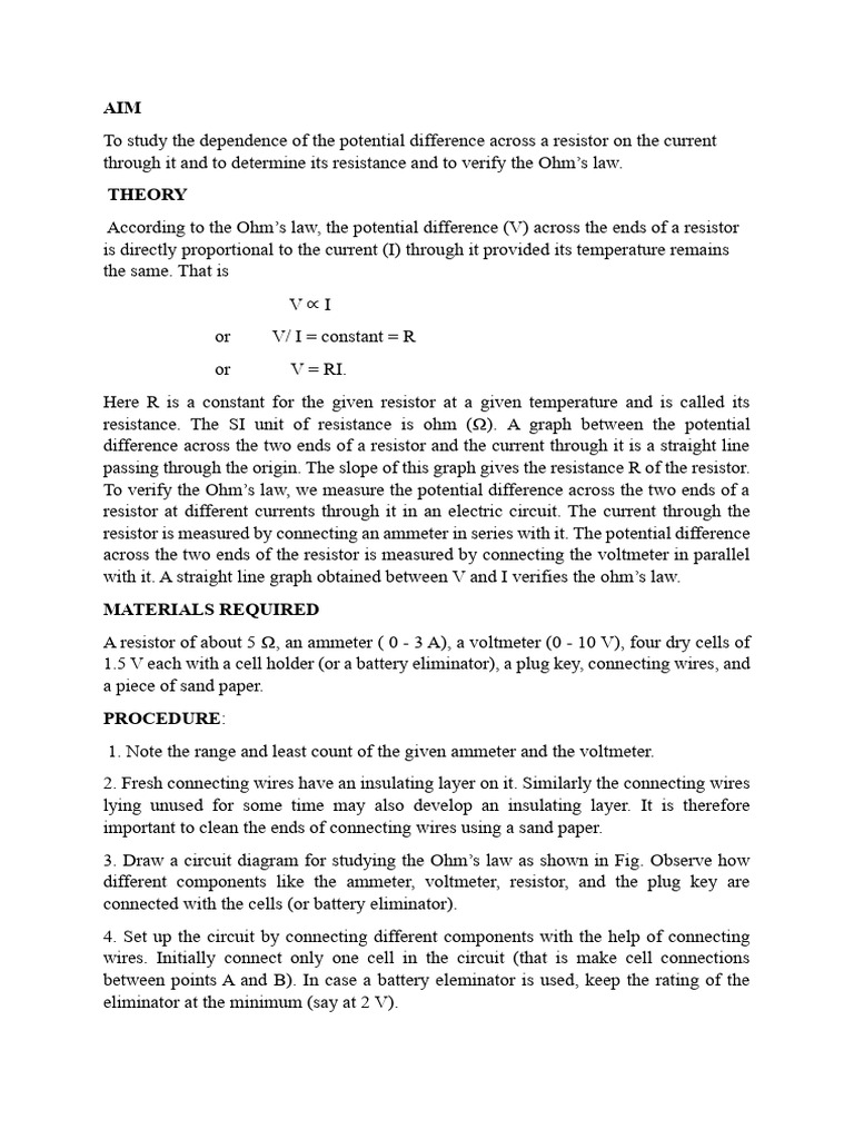 Ohms law practical | PDF | Resistor | Voltage