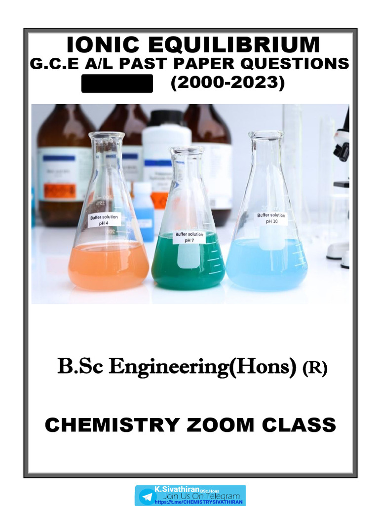 2000 2023 K Sivathiran & K Myurran Ionic Equilibrium Part 2 0770086416 | PDF