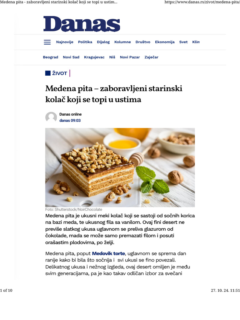 Medena Torta Recept | PDF