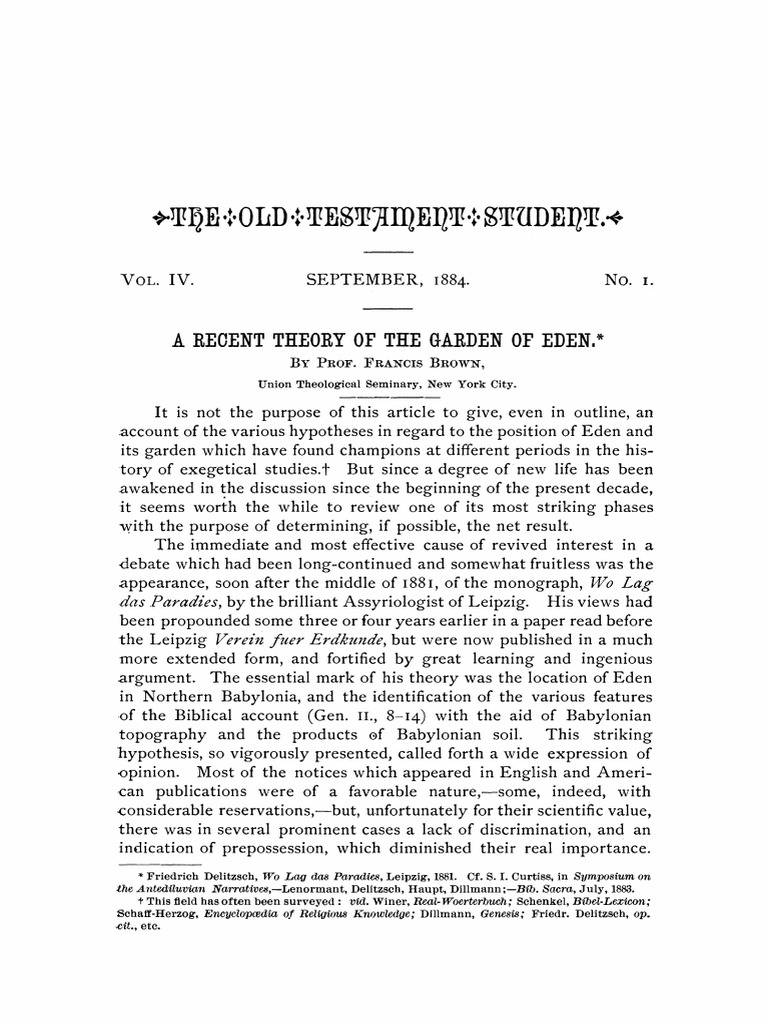 (1884 Sept.) OTS 4.1, A Recent Theory of the Garden of Eden [F. Brown ...