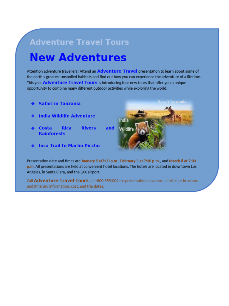 Adventure Travel Tours - Flyer | PDF | Travel