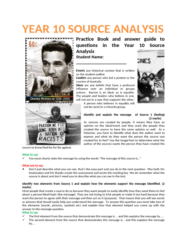 10H 2024 - Task 2 - SA CRM All Terms Practice - Source Analysis Booklet ...