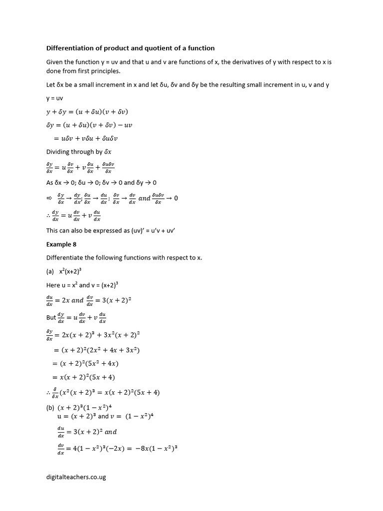 Math 1 Differentiation | PDF | Mathematical Analysis | Mathematics