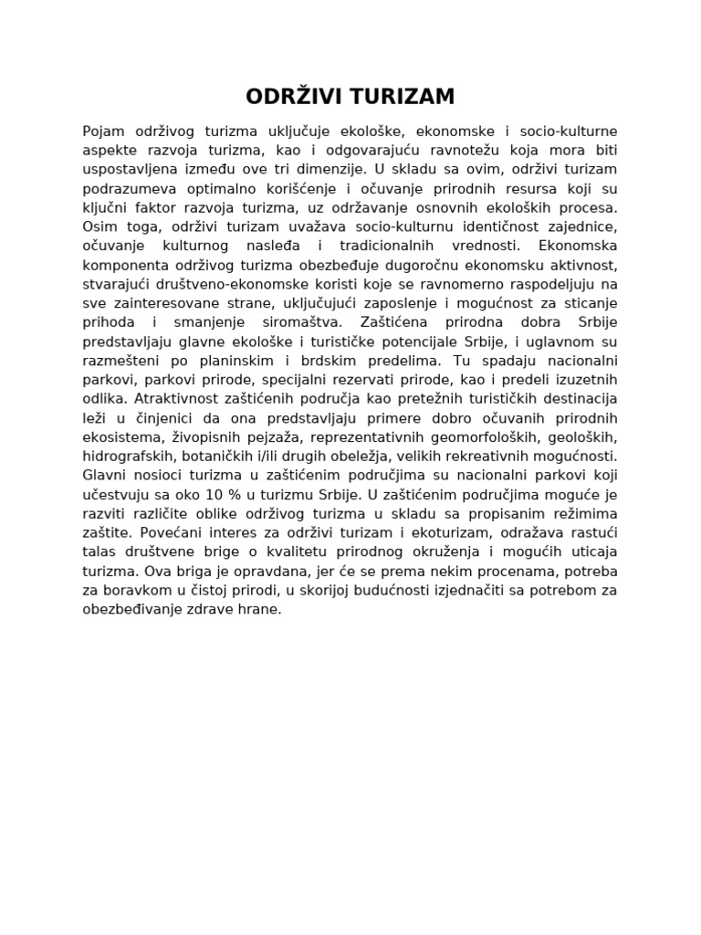 Odrzivi Turizam | PDF