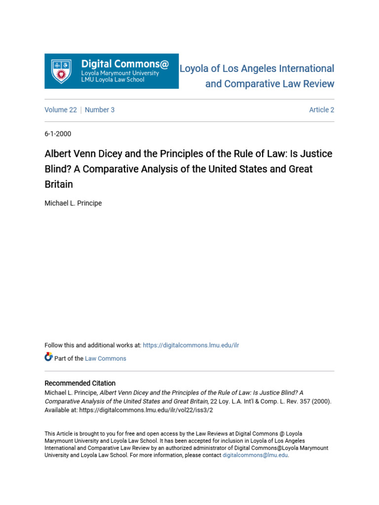 Dicey's Rule of Law: US vs. UK Analysis | PDF | Fourteenth Amendment To ...