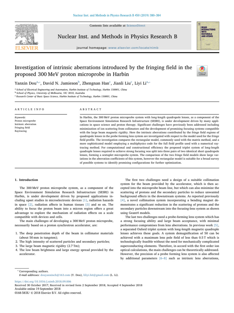 Investigation of Intrinsic Aberrations 2019 Nuclear Instruments and ...