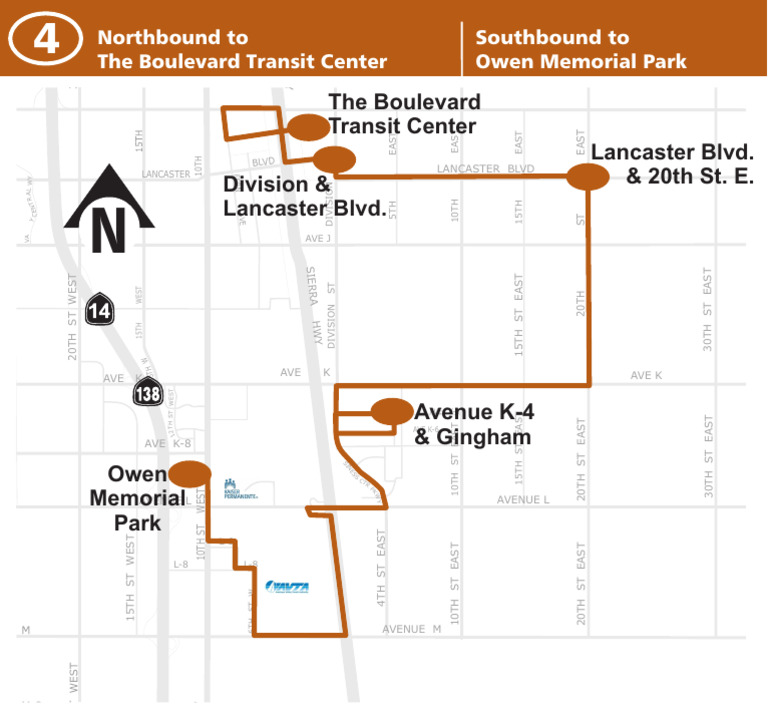 Route 4 Eastside Lancaster Map | PDF | Bus Transport
