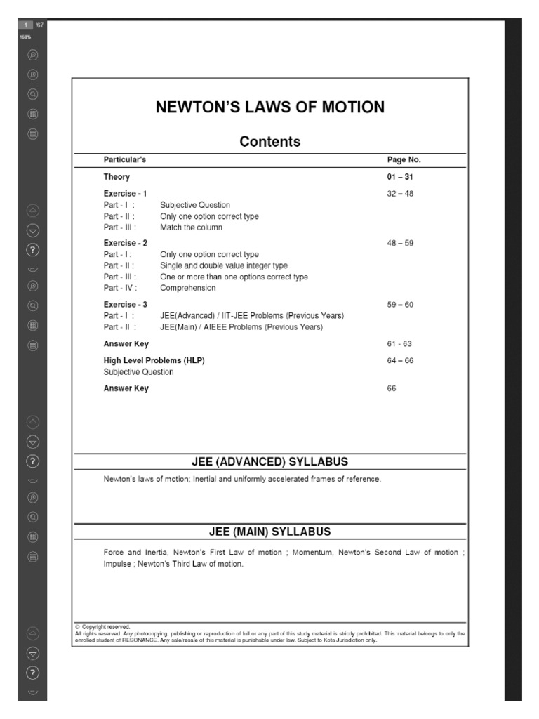 Newton's Laws of Motion Sheet | PDF
