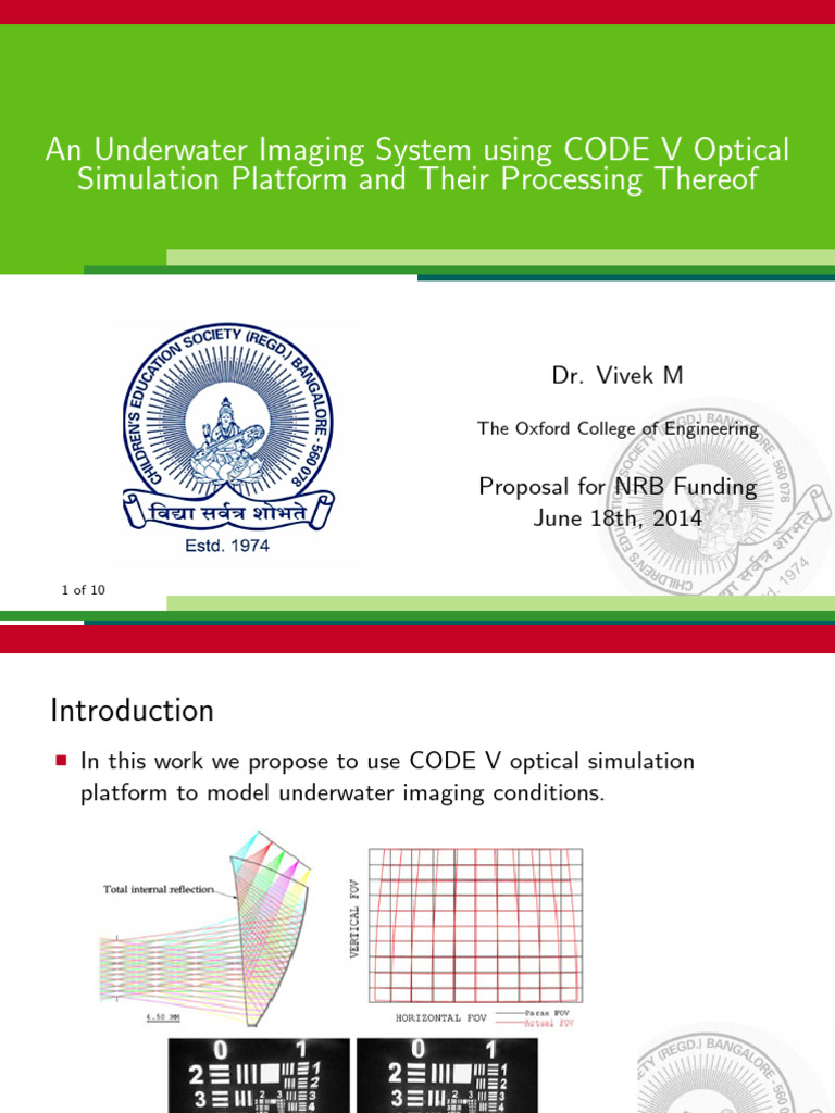 CODEV OpticalImaging DR - VivekM DR - Preeta TOCE | PDF | Zoom Lens ...