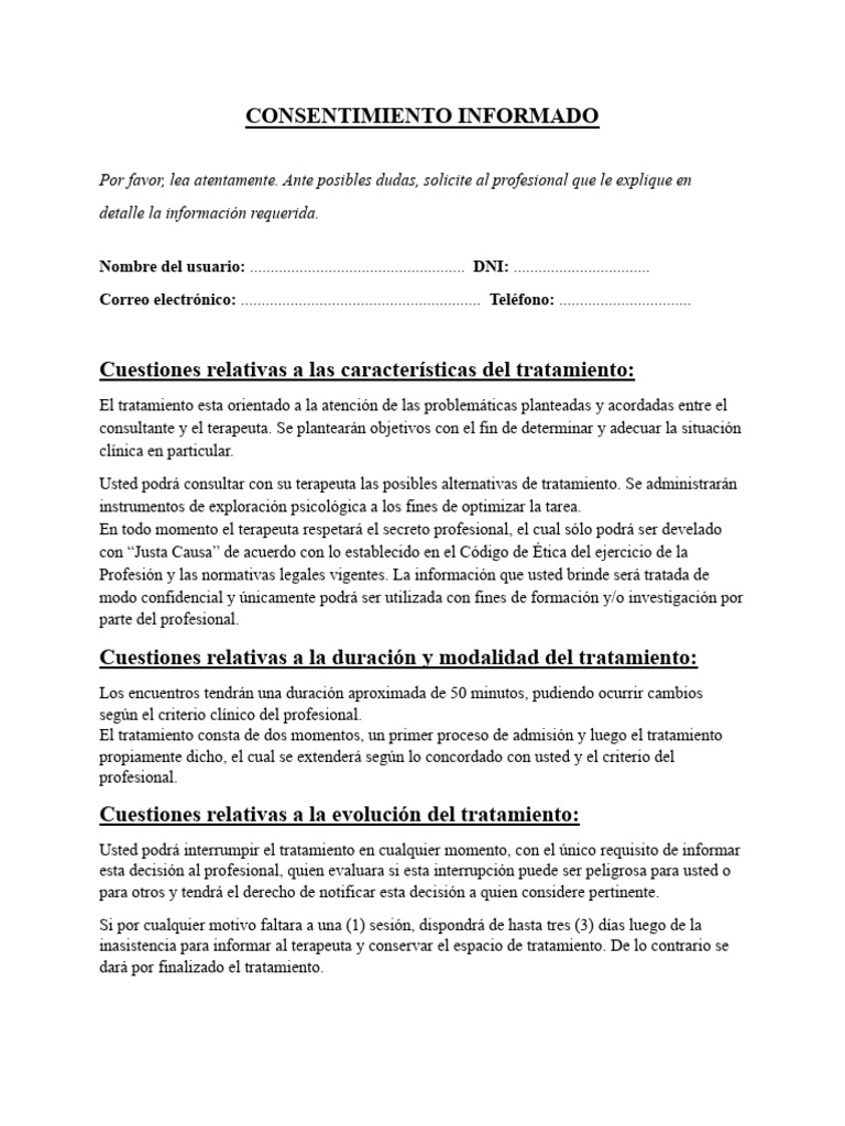 Consentimiento Informado | PDF | Consentimiento informado | Historial ...