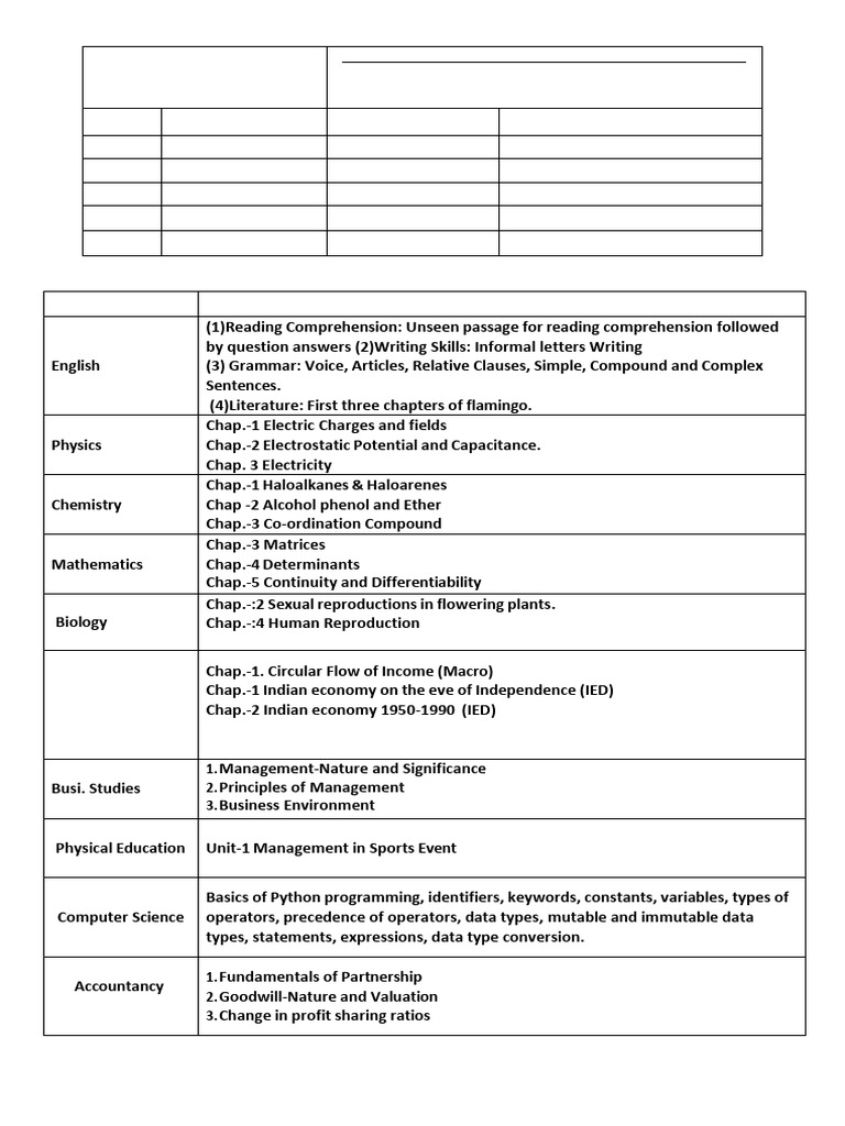 12th Assesment I Time Table | PDF