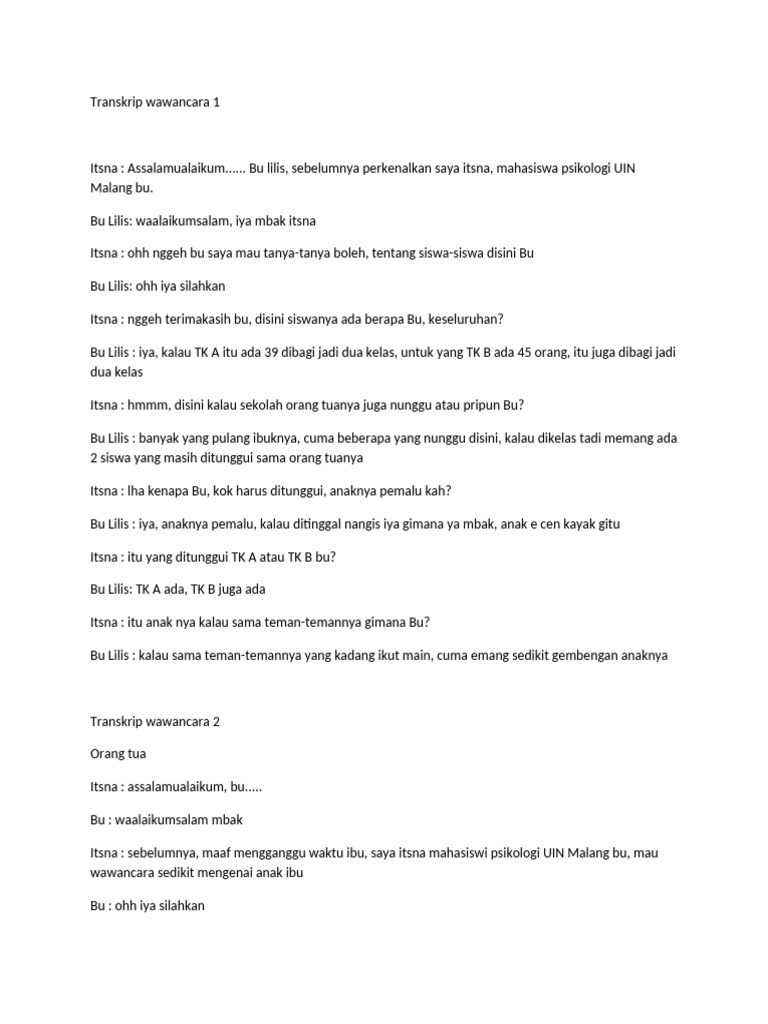 Transkrip Wawancara | PDF