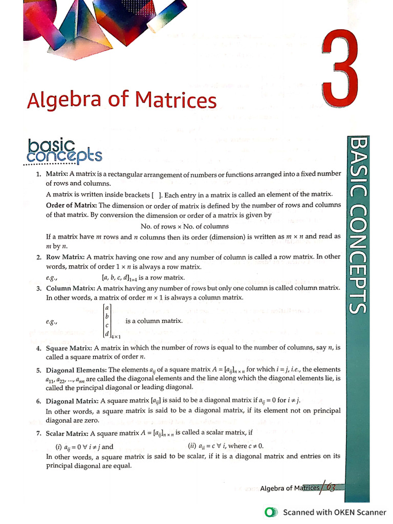 Algebra of Matrices | PDF