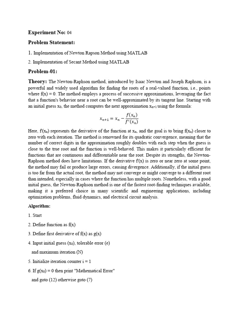 Lab04: Newton Raphson and Secant Method | PDF | Mathematics Of Computing | Algorithms