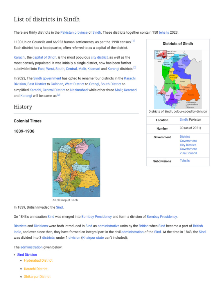 Sindh Districts Overview and History | PDF | Sindh | Pakistan
