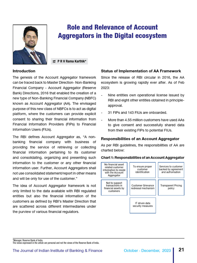 Role and Relevance of Account Aggregators in The Digital Ecosystem - P R V Rama Karthik | PDF ...