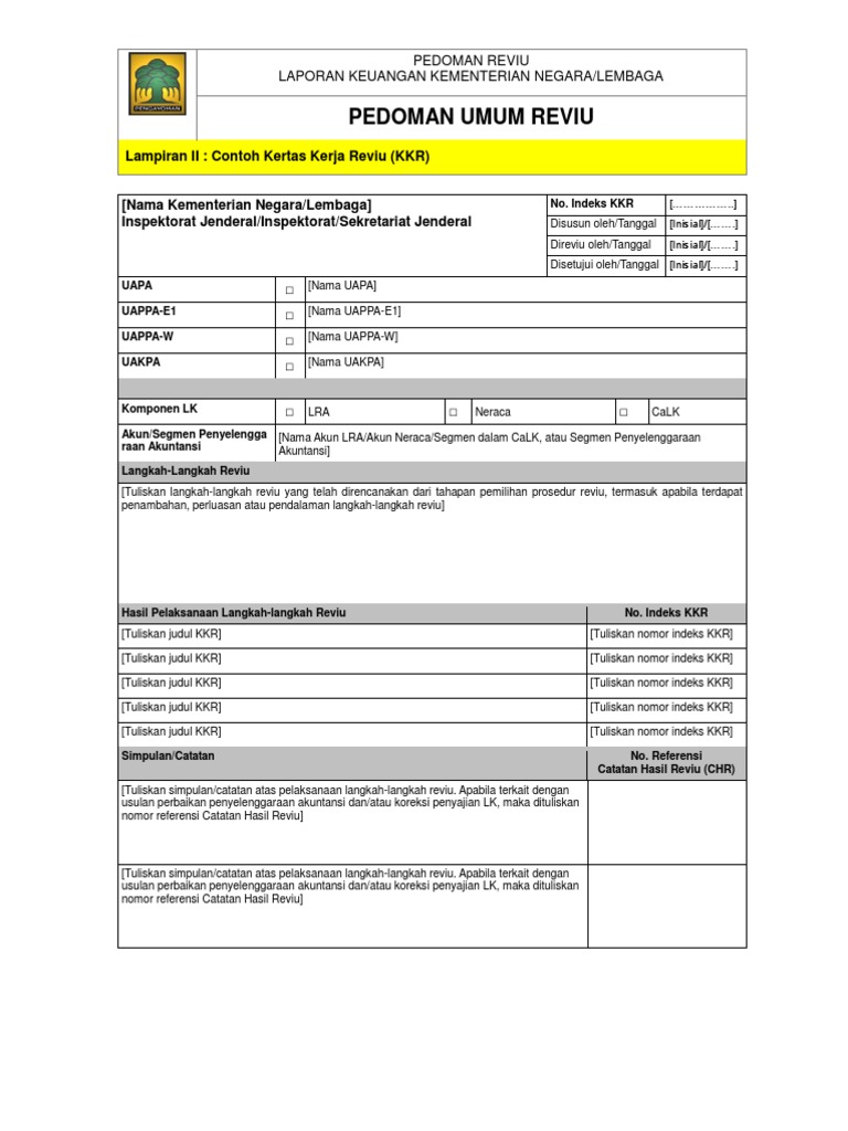 Lampiran Kertas Kerja Reviu | PDF