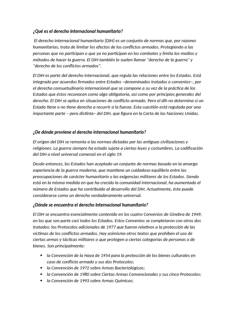 Derecho Internacional Humanitario: Definición y Alcance | PDF | Ley ...