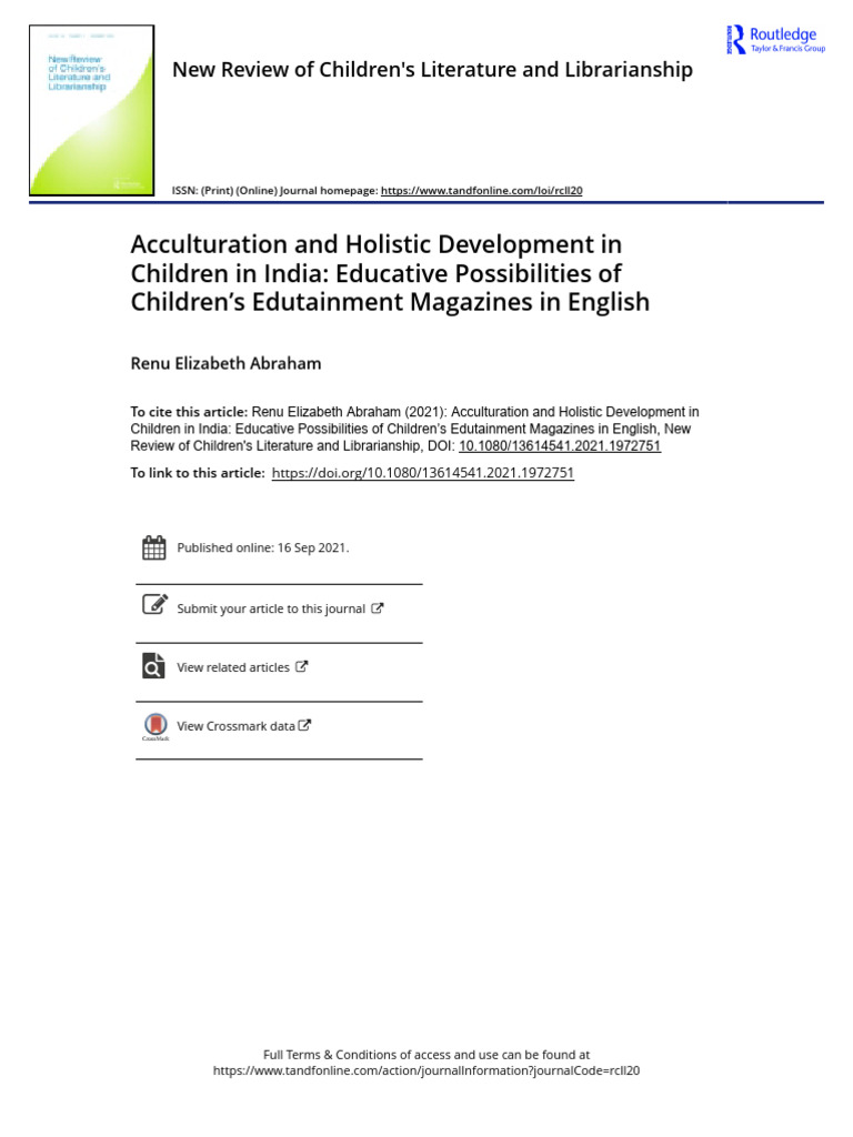 Acculturation and Holistic Development in Children in India Educative ...