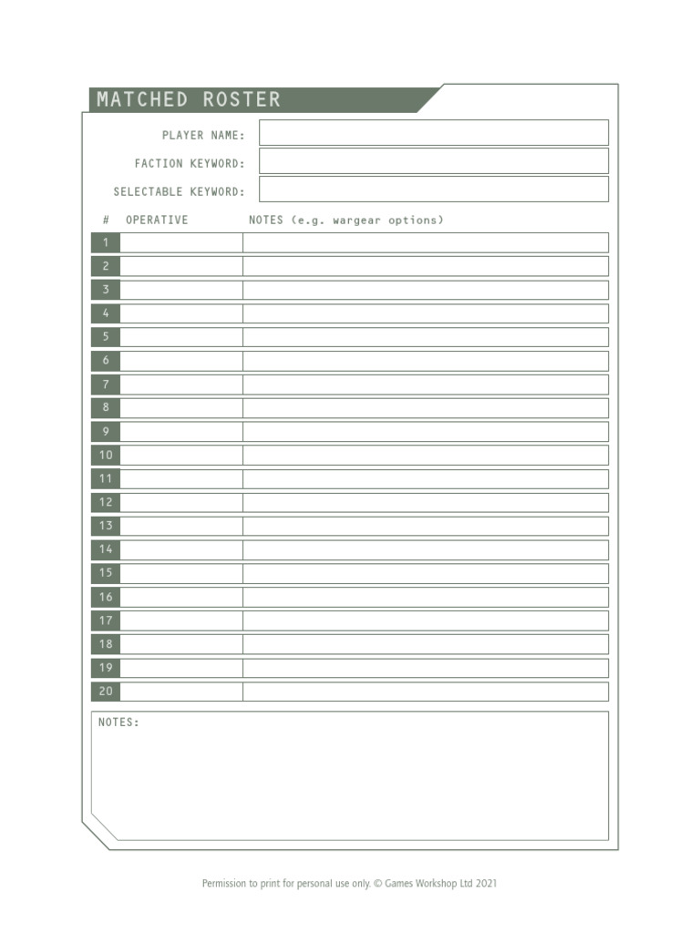 Kill Team - Roster 1 | PDF