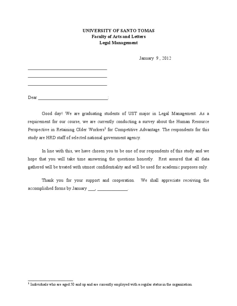 Letter For Thesis Respondents | PDF